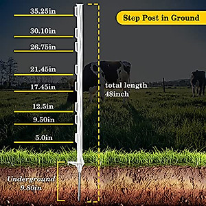 FENCE SHOCK 48Inch Step-in Fence Post-Electric Fence System Post for Garden and Farm（25 Pack）,White