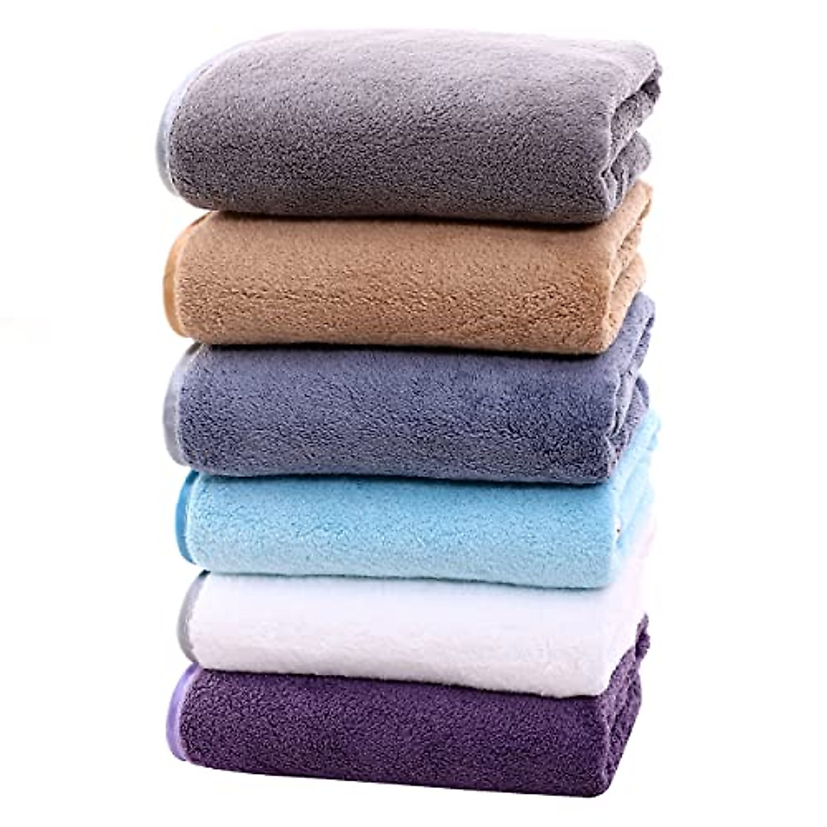 BAMBOO QUEEN Luxury Silk Hemming Hand Towels Sets of 6 - Light Thin Quick Drying - Ultra Soft Microfiber Highly Absorbent Towel for Hotel, Bathroom, Shower, Spa, Hand Towel 16 x 28 inches - Multicolor