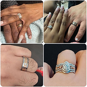 Newshe Jewellery Wedding Rings Set for Him and Her AAAAA Cz Women Mens Tungsten Bands 925 Sterling Silver Rose Gold 11&7