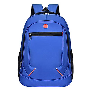 Cuteam Laptop Backpack Solid Color Load-reducing Large Capacity School Bag Bookbag for Middle School Students (Blue, 17.72" x 12.2" x 6.3")