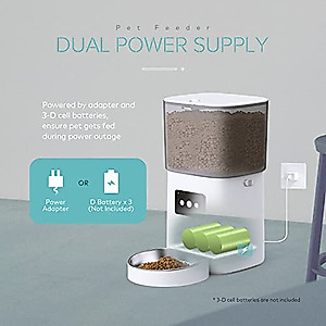 Automatic Dog and cat Feeder, WELLPET WiFi-Enabled Smart cat Food Dispenser, Automatic Dog Food Dispenser with APP Remote Control Part, cat Feeder with Low Food Alarm, Dual Power Supply