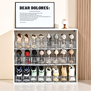 beehomay Shoe Slots Organizer,Adjustable Shoe Rack with Three Levels,Shoe stackers for a Pair of Shoes (Clear, 12Pack)