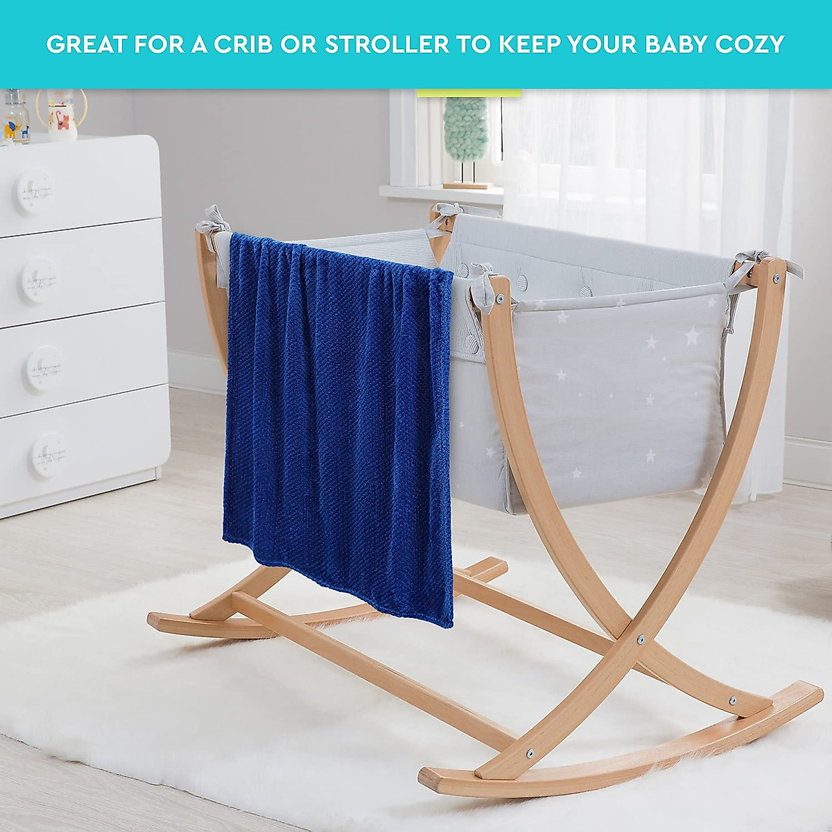 Baby Blanket for Girls and Boys - 30”x40” Navy Blue - Toddler Blankets - Kids Throw - Newborn Blankets - Soft Lightweight Fleece for Bed, Crib, Stroller