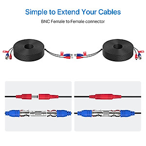 ZOSI 4 Pack 100ft (30 Meters) 2-in-1 Video Power Cable, BNC Extension Surveillance Camera Cables for Video Security Systems (Included 4X BNC Connectors and 4X RCA Adapters)