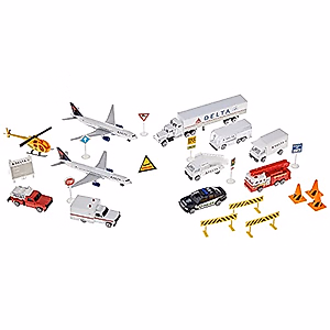 Daron Delta Air Lines Large Airport Playset with Die-Cast Metal Model Airplane with Plastic Parts, Cars and Transportation Toys for Kids Ages 3+