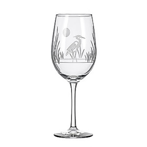 Rolf Glass Heron White Wine Glass 12 ounce - Stemmed Wine Glass Set of 4 Lead-Free Glass - Diamond Wheel Etched Wine Glasses – Proudly Made in the USA