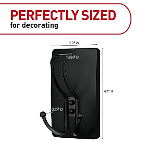 Command X-Large Matte Black Triple Hook, 1 Hook, 3 Strips, Damage Free Hanging Wall Hooks with Adhesive Strips, No Tools Wall Hooks for Hanging Decorations in Living Spaces