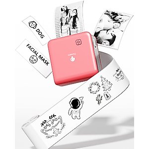 Memoking Inkless Sticker Printer - 300dpi M02Pro Thermal Mini Printer for Phone, Bluetooth Sticky Note Printer, Portable Pocket Printer Machine - Pink Mini Photo Printer for DIY, Study Notes