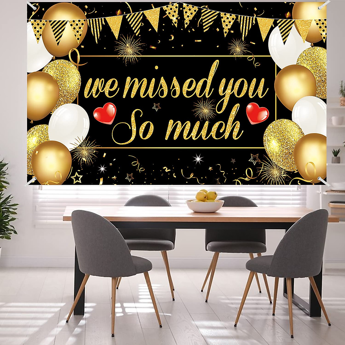 We Missed You So Much Backdrop Banner Welcome Home Decorations, Extra Large We Missed You So Much Photography Background Banner, Welcome Back Home Family Party Supplies, Patriotic Military Homecoming Army Deployment Returning Party Decorations