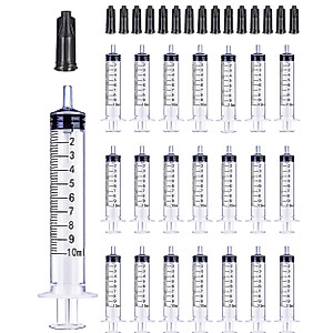 30 Pack 10ML Plastic Syringe Luer Slip with Cap, Great for Measuring, Refilling Watering and Pets Feeding(Non-sterile) (10ML)