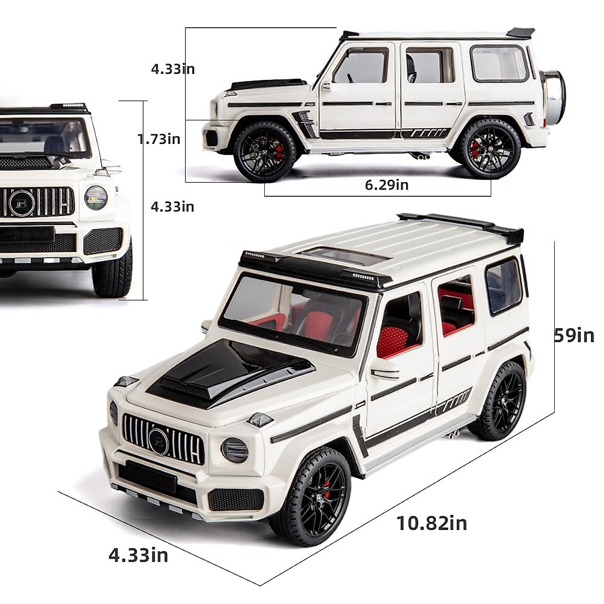 WAKAKAC 1/18 Scale Benz Model Car for Adults Collectible,Pull Back Vehicles with Music and Light,Hood Can Be Opened Cars(White)