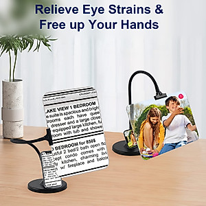 4X Magnifying Glass for Reading, 10"x6.5" Hands Free Magnifier with Stand, Large Full Page and Flexible Gooseneck for Senior Low Vision and Macular Degeneration When Sewing, Needlepoint, Reading