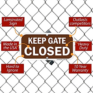 SmartSign “Keep Gate Closed” Sign | 6" x 12" Aluminum