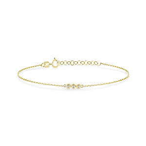 GELIN Diamond Bezel Three Stone Bracelet in 14K Solid Gold
