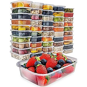 PrepNaturals Food Storage Containers with Lids - Plastic Containers with Lids (50 Pack,17 Ounce)