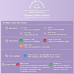 ICARER FAMILY Wireless Earbuds, Cute Bluetooth Headphone with Charging Case,Bluetooth 5.1 Noise Cancelling,Typ-C Charging,Built-in Mic,HD Call,for Boys and Girls