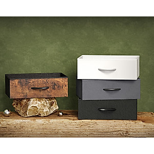 Huuger 5 Drawers Dresser with Charging Station, Dresser for Bedroom, Tall Night Stand, Chest of Drawers with Open Shelf, Bedside Table Nightstand, Fabric Dresser, for Entryway, Rustic Brown