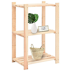 BIGBARLEY Shelving Unit, Storage Organizer for Home, Garage, Basement, Shed and Laundry Room, 5-Tier Storage Rack 66.9"x15"x66.9" Solid Pinewood 1102.3 lb