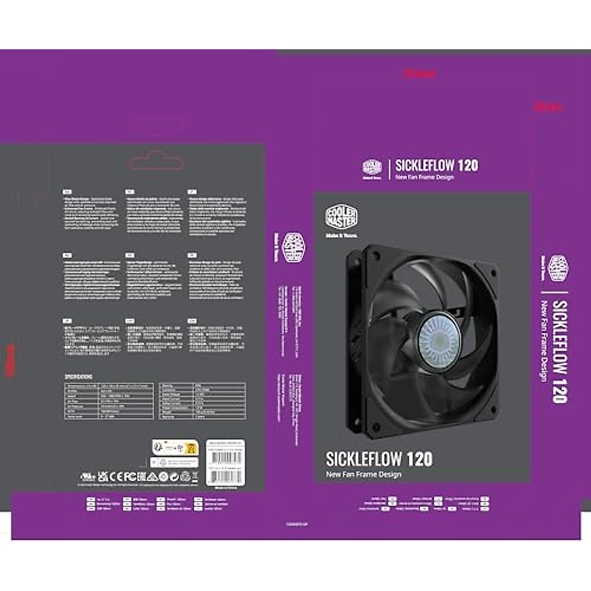Cooler Master SickleFlow 120 Black Case & Cooling Fan - Improved Air Balance Blades, 62 CFM, 2.5 mmH2O, 8 to 27 dBA - Black