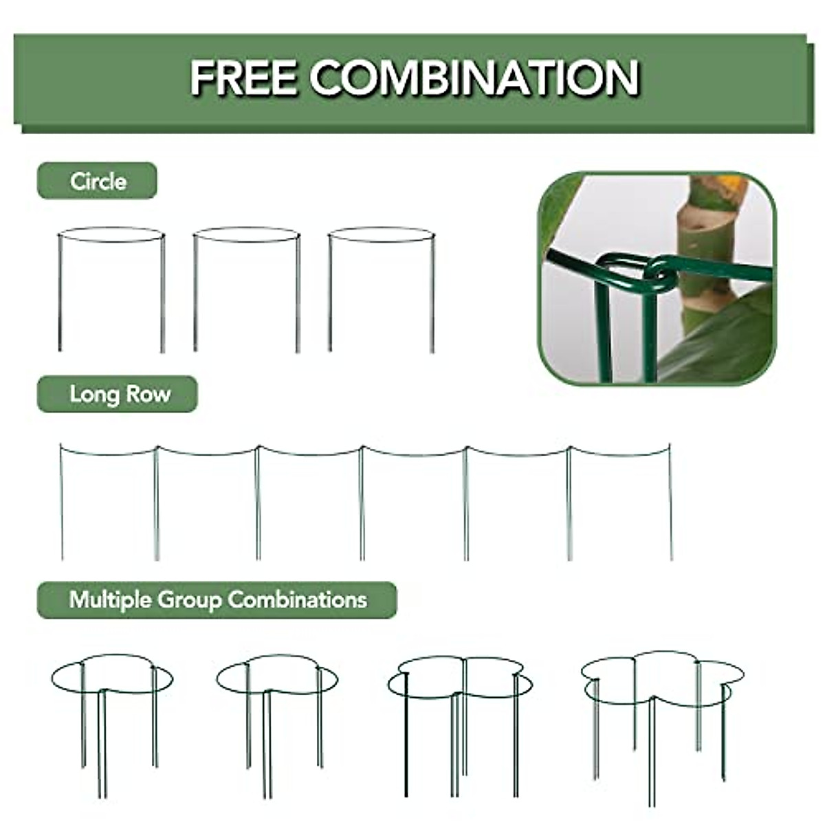 Joyhalo 12 Pack Plant Stakes for Outdoor Plants, 16 Inch Plant Support Stakes, Peony Supports for Outdoor Plants, Peony Cage with 15 Pcs Plant Labels, Flower Stakes Peonies Support Cages for Plants