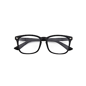 GQUEEN Fashion Glasses Non Prescription Fake Glasses for Women Men Clear Lens Square Matte Black, 201582