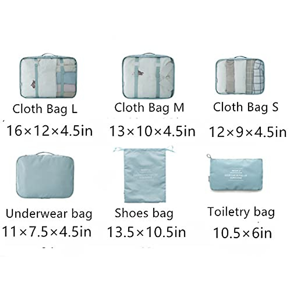 OEE 6 pcs Luggage Packing Organizers Packing Cubes Set for Travel