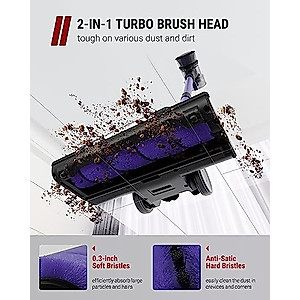 VacLife 25Kpa Cordless Stick Vacuum Cleaner - Cordless Vacuum Cleaner w/Strong Suction, Household Vacuum Cleaner for Carpet and Floor, 6-in-1 Wireless Vacuum w/LED Headlights, Purple (VL732)