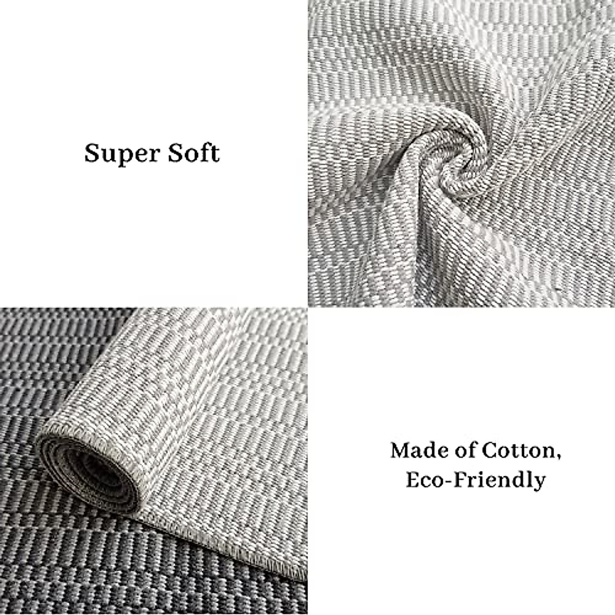 IOHOUZE Boho Kitchen Runner Rug -2'x8' Cotton Woven Indoor Outdoor Carpet Rugs Mats,Light Grey Runners for Hallways, Machine Washable Runner Rug for Kitchen Bedroom Living Room Laundry Entryway