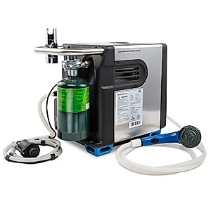 Hike Crew Portable Propane Water Heater & Shower Pump w/Built-in Battery | Compact Outdoor Cleaning & Showering System w/LCD, Safety Shutoff & Carry Case, Instant Hot Water for Camping & Hiking