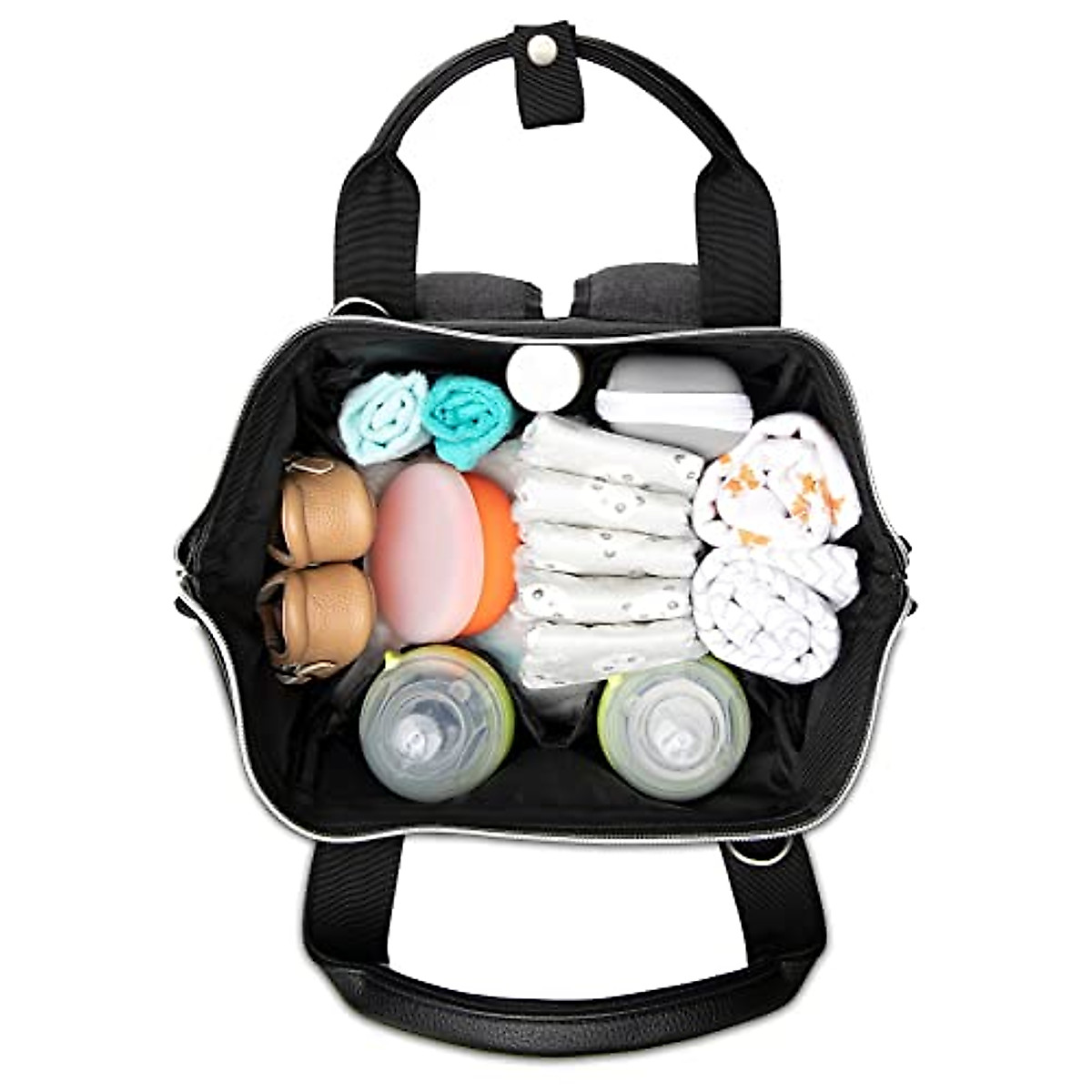 Baby Brezza Lucia Baby Diaper Bag Backpack and Tote – Carry How You Choose – Spacious but Compact Design with 12 Pockets and Slide Out Diaper Caddy, Graphite