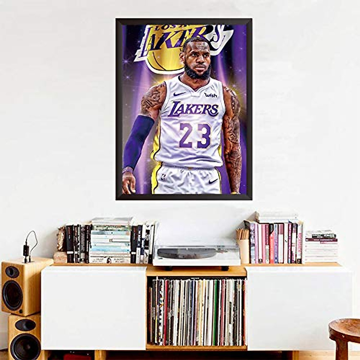 Lebron James Canvas Wall Art,LA Lakers Poster Wall Art Print,Star Forever Legend Picture Artwork for Home Decor,Lebron Canvas Wall Poster Print for Men Boys Bedroom Decor ,Unframed.(16"x 24")