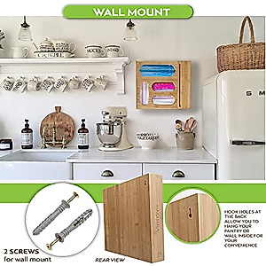 NACUARA Ziplock Bag Organizer Storage for Kitchen Organization, Bamboo Drawer, Foil and Plastic Wrap Dispenser with Cutter, Quart, Gallon, Sandwich, Snack, Compatible with Ziploc Variety Size