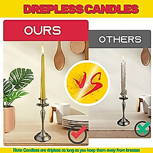 Taper Candles Gold - Set of 4, 10 Inch Tall Unscented Dripless Candles with Cotton Wicks Perfect for Dinner, Party, Wedding or Farmhouse Decor-7/8 Base (Gold)