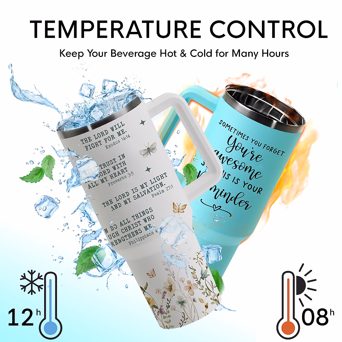 Christian Tumbler - Gifts for Christian Women - Bible Emergency Tumber - Motivational Coffee Tumbler - Gift Ideas for Christian Women, Friend, Coworkers - I Am A Child of God 40oz Tumbler with Handle