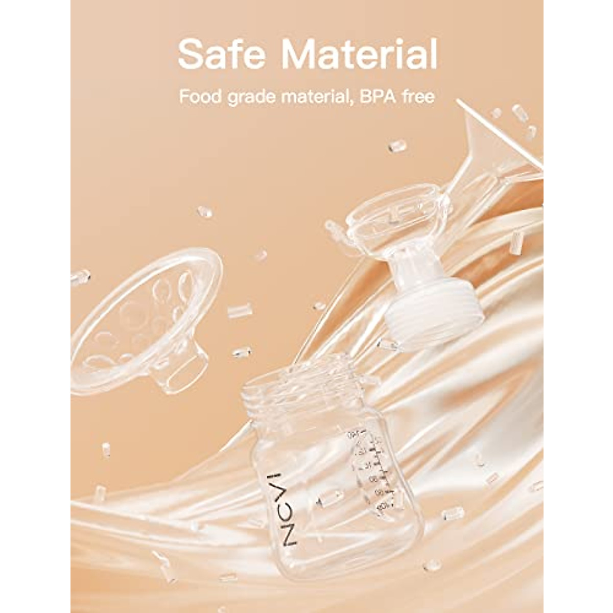 NCVI Manual Breast Pump with Milk Bottle,Portable Breastfeeding Pumps 5oz, BPA Free Soft Food Grade Silicone Powerful Suction