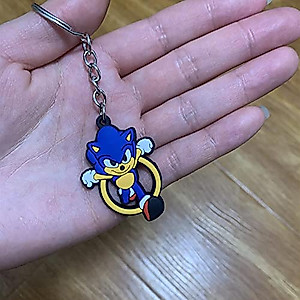 AII Lover Anime Hedgehog Plush Backpack with Keychain, Cartoon Bookbag with Adjustable Shoulder Straps 3D Arms. (A)