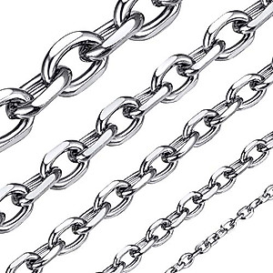 Stainless Steel Cable Link Chain Necklace for Women Men Jewelry Gift 3mm Sturdy Strong Rolo Chain Necklaces, 18 Inch