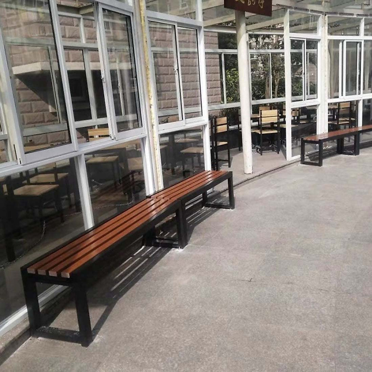 Lnder 100x40x45cm Outdoor Garden Bench Bronze Garden Seat Outdoor Backless Benches Park Solid Wood Bench 400kg Load Capacity (Size : 59in)