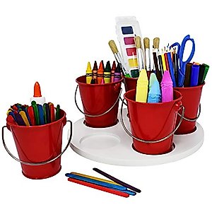 Craft Storage Turntable by Modern Retro - The Lazy Susan Art Craft Organizer Storage Bins - Organizers & Storage Containers for Crafts, Scissors, Kids Crayon Organizer Caddy! (Vivid Pink)