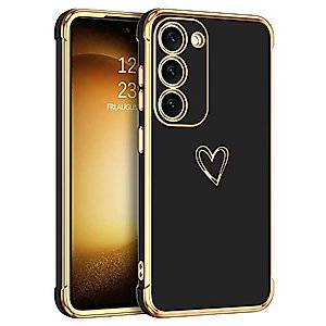 BENTOBEN Samsung Galaxy S23 Case, Cute Heart Pattern Slim S23 Case, Soft Flexible Shockproof TPU Bumper Women Girl Non-Slip Lightweight Phone Cover Charging Case for Samsung S23 6.1" 2023, Black