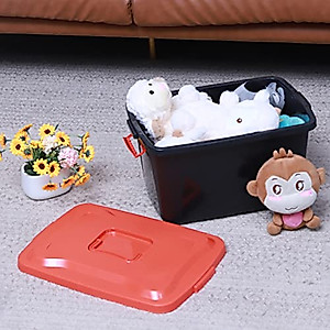 Citylife 17 QT Plastic Storage Bins with Latching Lids Stackable Containers for Organizing Garage Heavy Duty Storage Box with Handle Large Tote, Black/Orange, 4 Packs