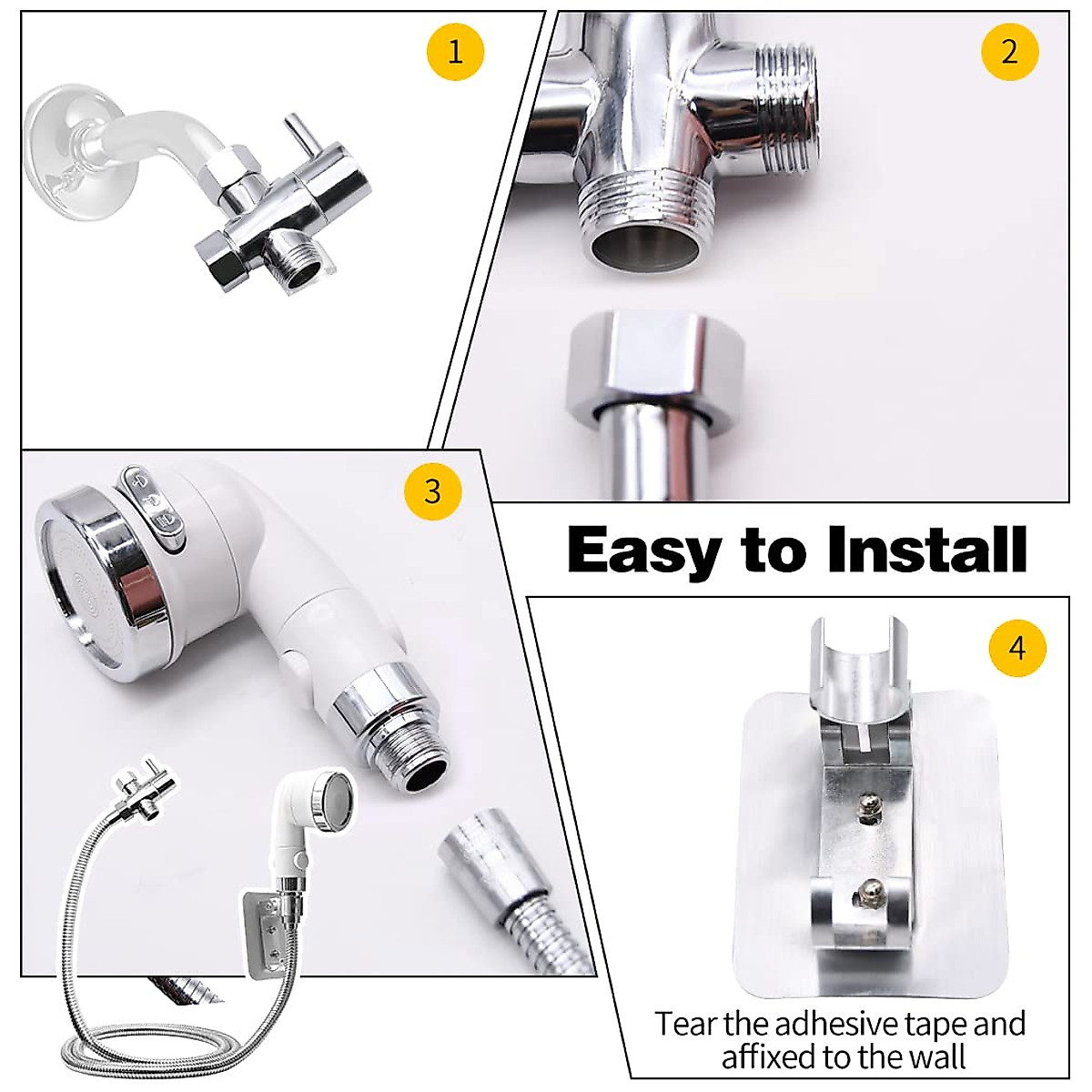 Dog Shower Attachment, Pet Shower Sprayer for Pet Bathing and Dog Washing, Including Brass Shower Head Diverter Valve + Handheld Shower Head + Shower Hose + Holder, Sprayer Kit for Hair Washing