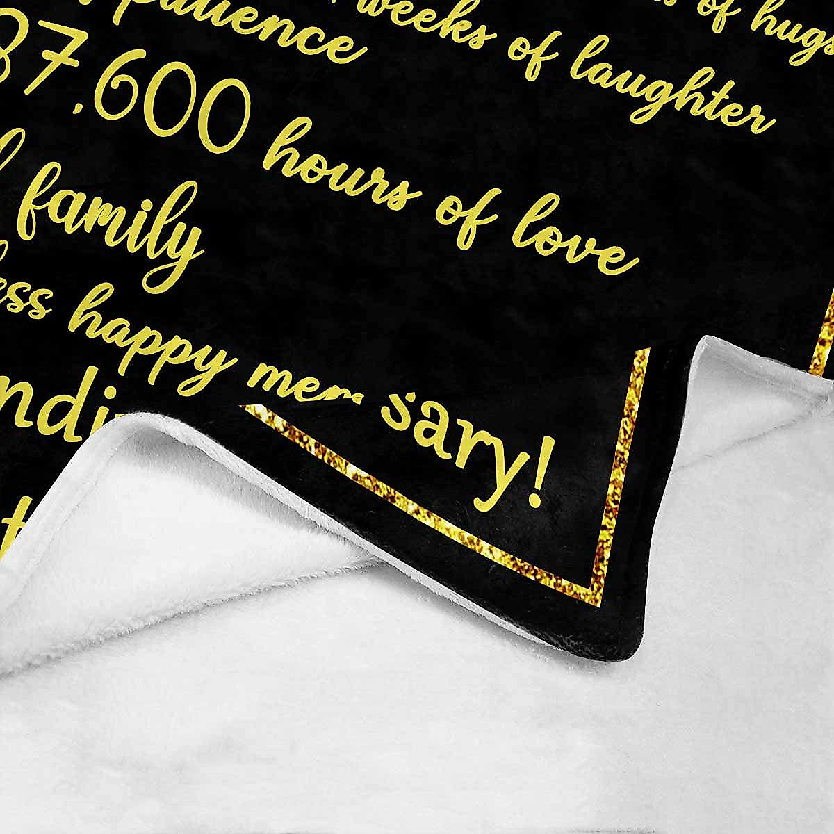 Personalized Anniversary Throw Blanket, 10 Year Anniversary Wedding Gifts for Couple Parents, Customized Soft Warm Lightweight Flannel Fleece Blanket, Couples Blanket Full Size for Valentine Birthday