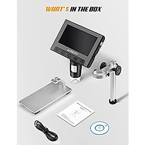 LCD Digital Microscope,ANNLOV 4.3 inch Handheld USB Microscope 50X-1000X Magnification Coin Microscope Video Camera with 8 Adjustable LED Lights for Adults PCB Soldering Kids Outside Use
