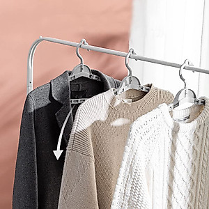 Foshine 4 Pack Extra Large Hangers Big Clothes Hangers Enlarge Adjustable Shoulder 16.5"-26" Drying Hanger Sturdy for Wide Polos Tops Cardigans Quilt Bath Towel Big and Tall Shirts (Light Gray)