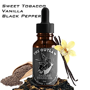 Badass Beard Care Beard Oil For Men - The Outlaw Scent, 1 oz - All Natural Ingredients, Keeps Beard and Mustache Full, Soft and Healthy, Reduce Itchy, Flaky Skin, Promote Healthy Growth