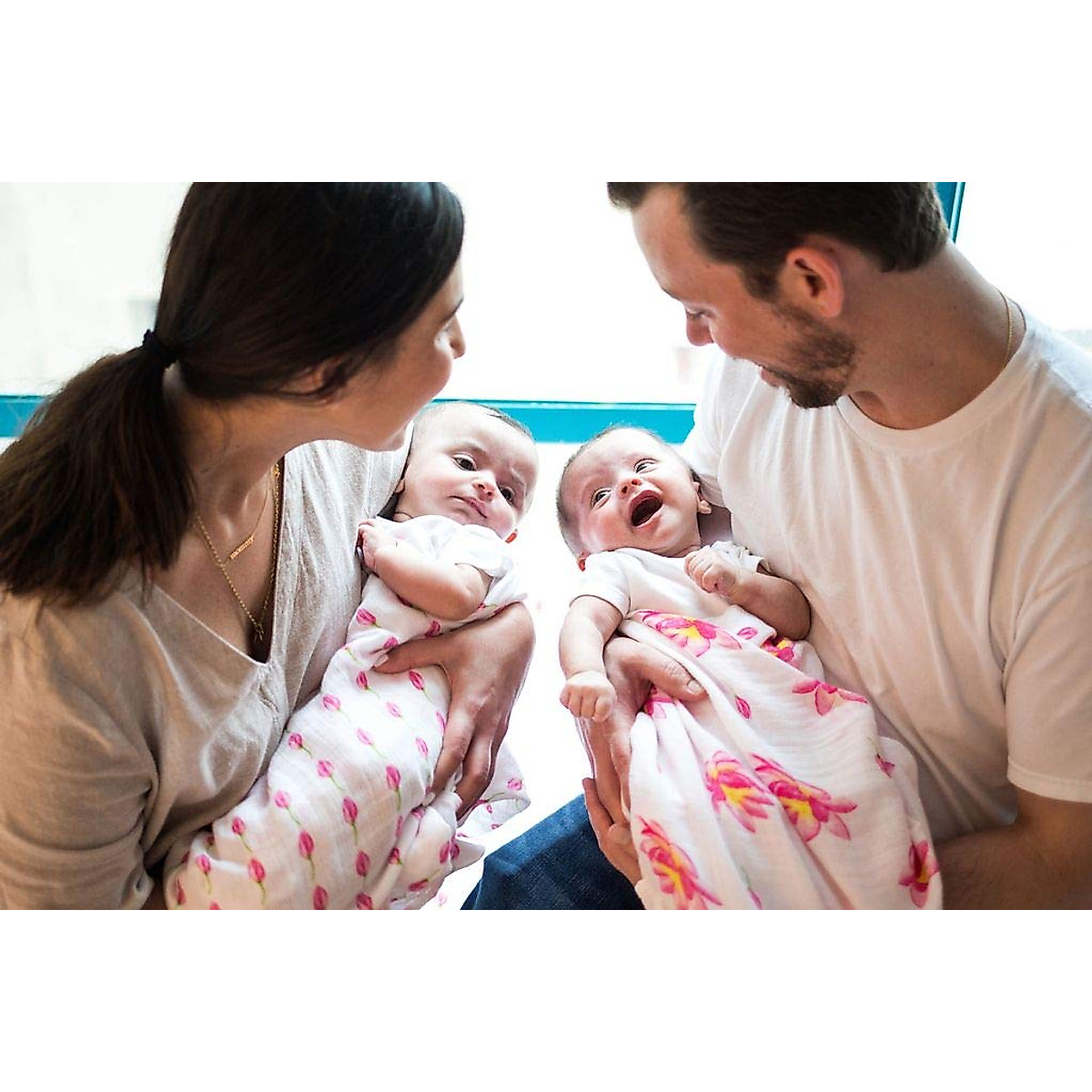 Malabar Baby Certified Organic Swaddle Blanket Set | Luxurious Cotton Muslin Blankets for Girls & Boys | Baby Receiving Swaddles for Newborns & Infants | Unique Gifts, 2 Pack (Enchanted Garden)