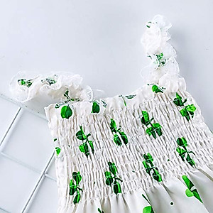 sshybmne Infant Baby Girl St. Patrick 's Day Outfit Four-Leaf Clover Romper Jumpsuit with Headband Irish Baby Girl Clothes (White Green, 0-6 Months)