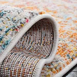 SAFAVIEH Madison Collection Area Rug - 9' x 12', Grey & Turquoise, Modern Abstract Design, Non-Shedding & Easy Care, Ideal for High Traffic Areas in Living Room, Bedroom (MAD460G)