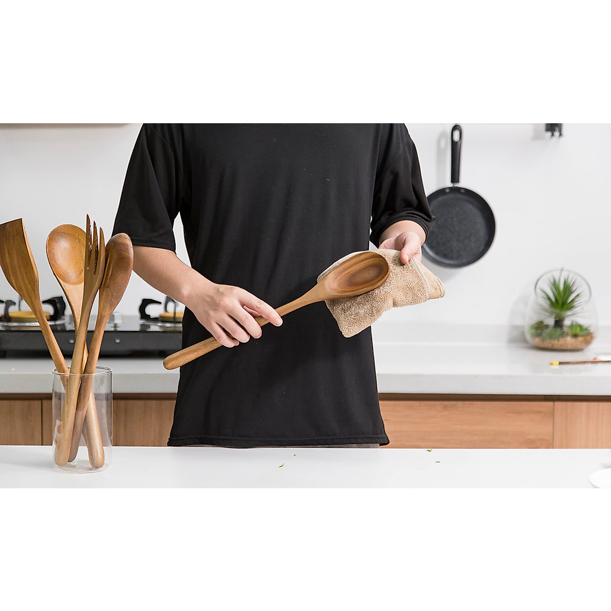 Big Wooden Spoon for Cooking, Large Wood Scoop Utensil, 17-inch Kitchen Serving Scoop for Big Pot, Long Handle Giant Spoon, Heavy Food Service Spoon, Mixing Spoon, Smooth Finish & Comfortable Grip